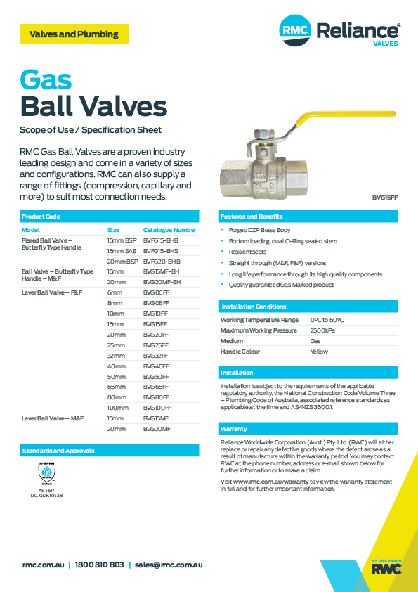Gas Ball Valves – RMC Reliance Valves