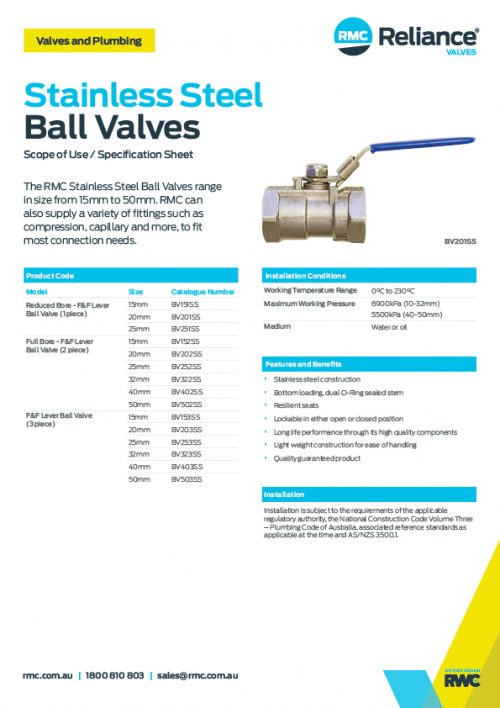 Stainless Steel Ball Valves – RMC Reliance Valves
