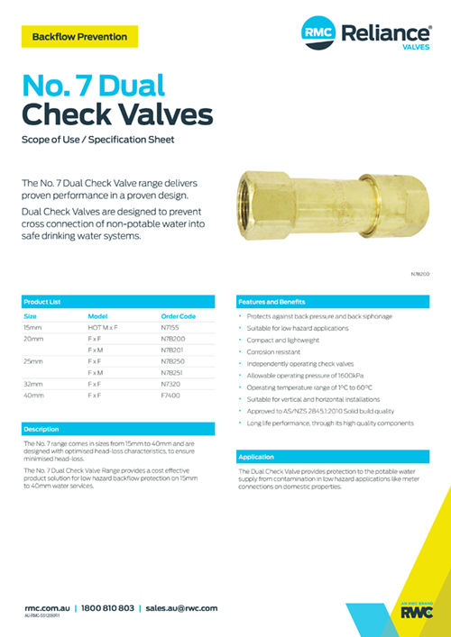 No. 7 Dual Check Valves – RMC Reliance Valves