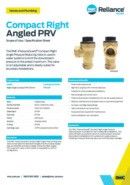 PressureGuard® Compact Right Angle Pressure Reducing Valve – RMC ...