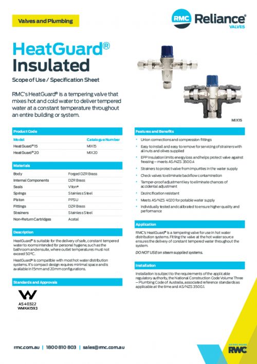 HeatGuard Tempering Valves – RMC Reliance Valves