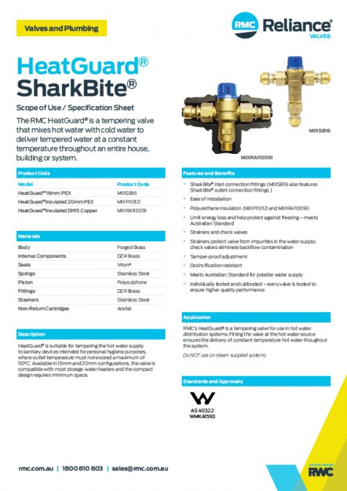 HeatGuard™ SharkBite® Tempering Valves – RMC Reliance Valves