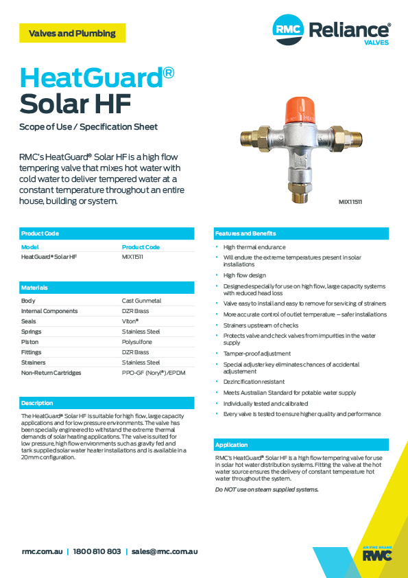 HeatGuard Tempering Valves – RMC Reliance Valves