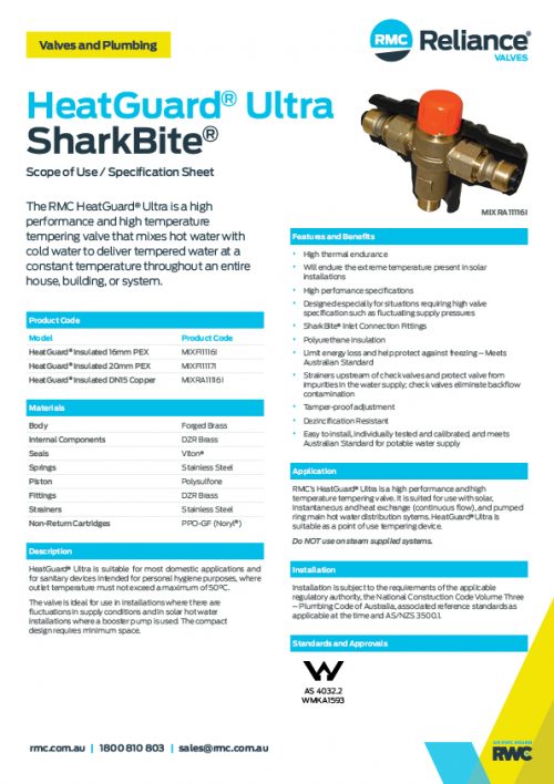 HeatGuard™ SharkBite® Tempering Valves – RMC Reliance Valves
