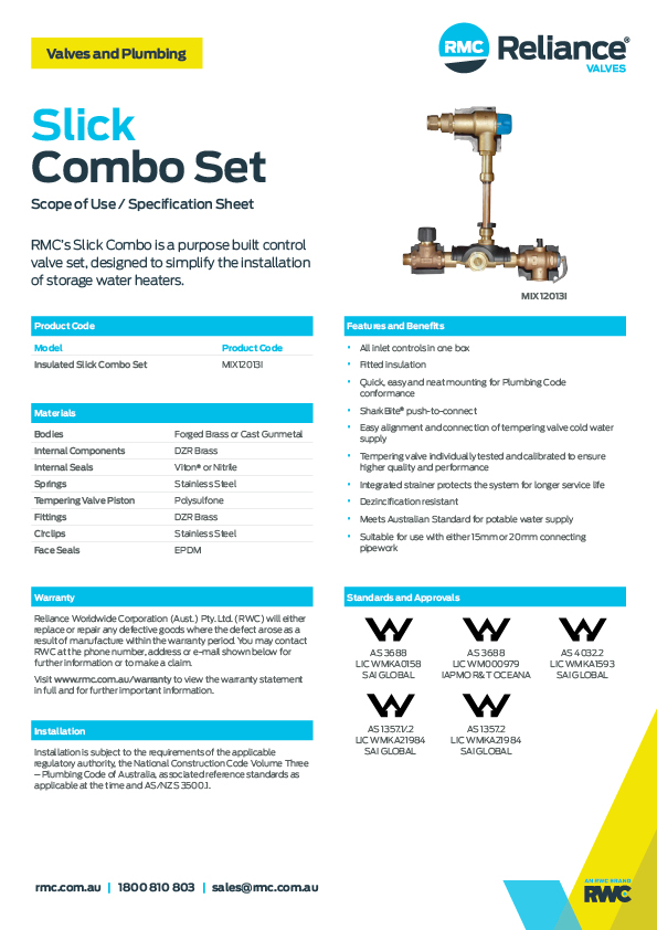 Slick Combo Set – RMC Reliance Valves
