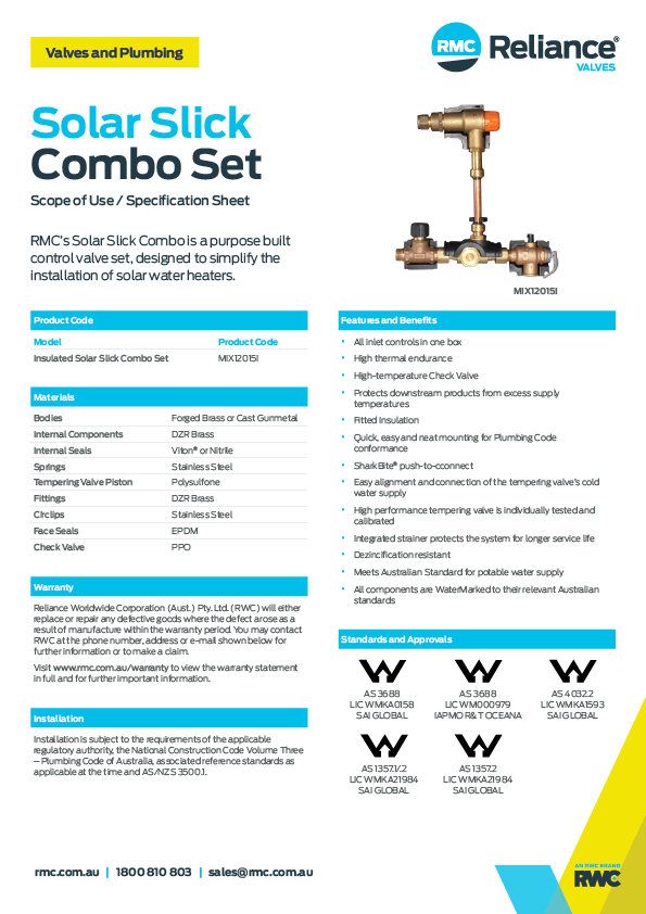 Slick Combo Set – RMC Reliance Valves