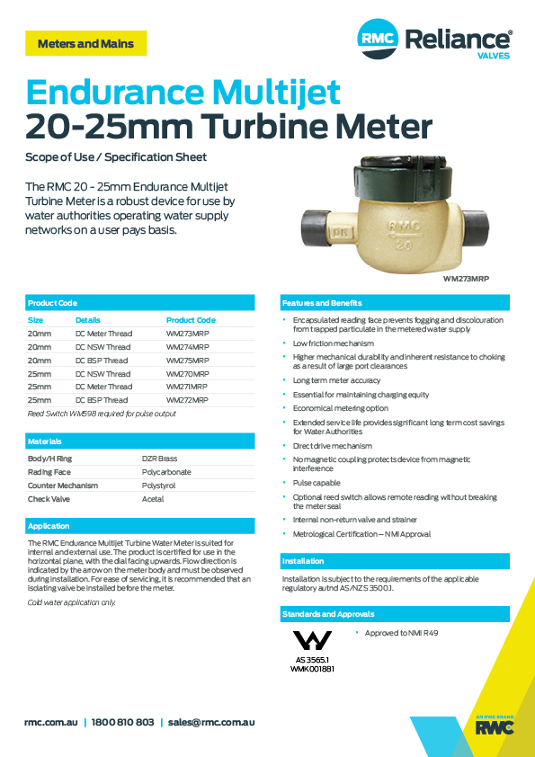 Endurance Multijet Turbine – RMC Reliance Valves