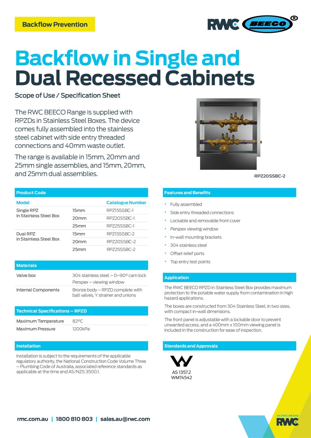 Backflow in Stainless Steel Recessed Cabinets – RMC Reliance Valves