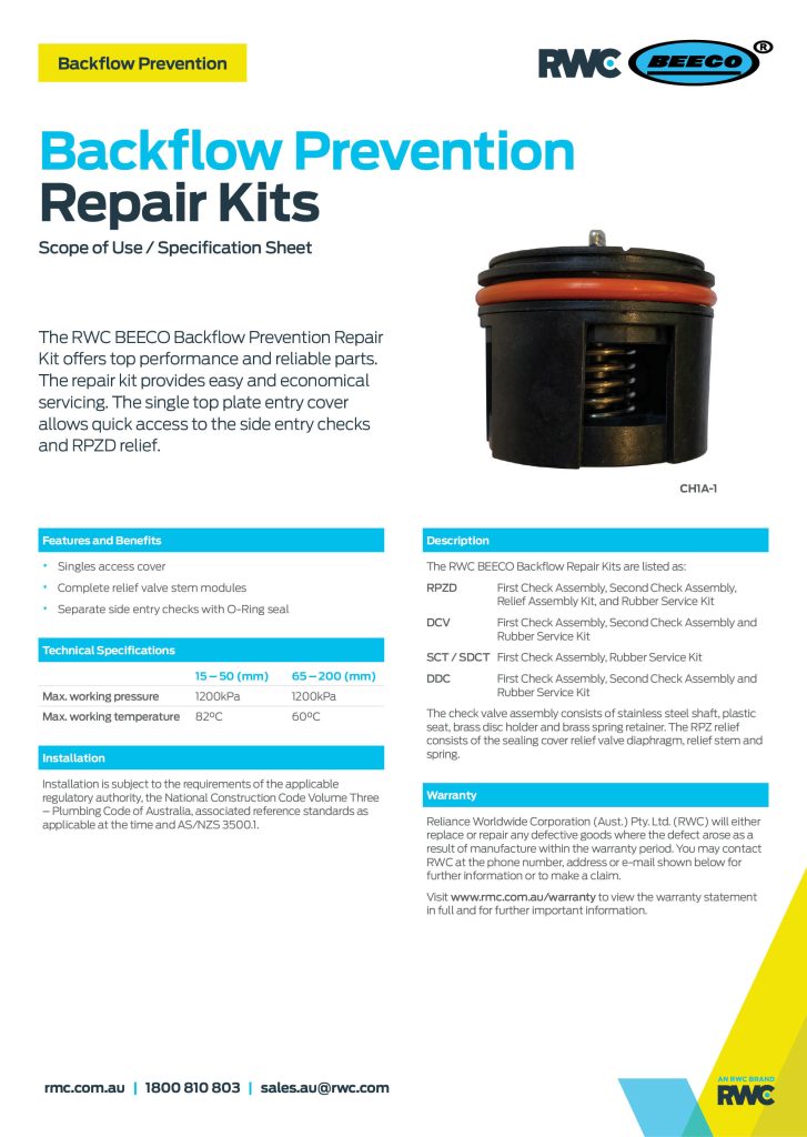 RPZD Repair Kits – RMC Reliance Valves