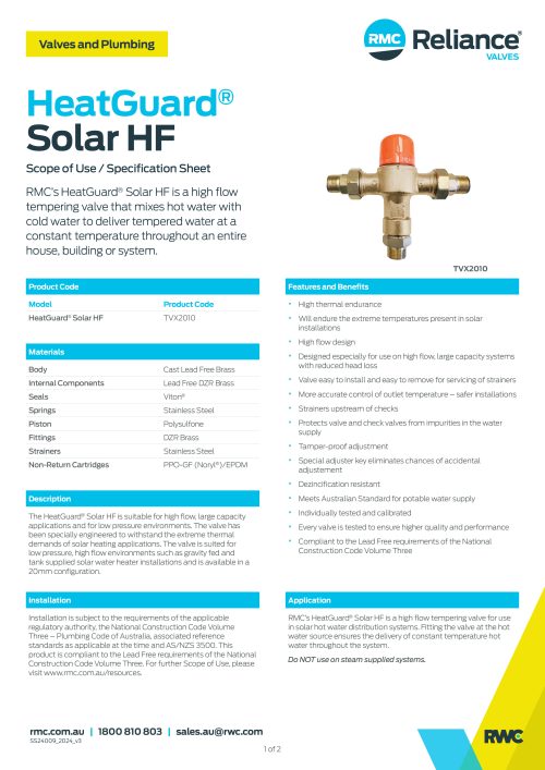 HeatGuard Tempering Valves – RMC Reliance Valves